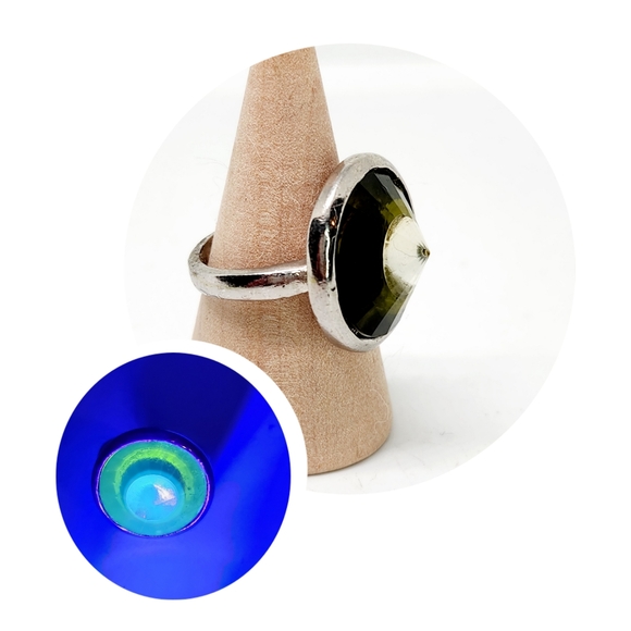 Jewelry | Vtg Spiral Cut Inverted Stone Vaseline Uranium Glass Ring 65 ...